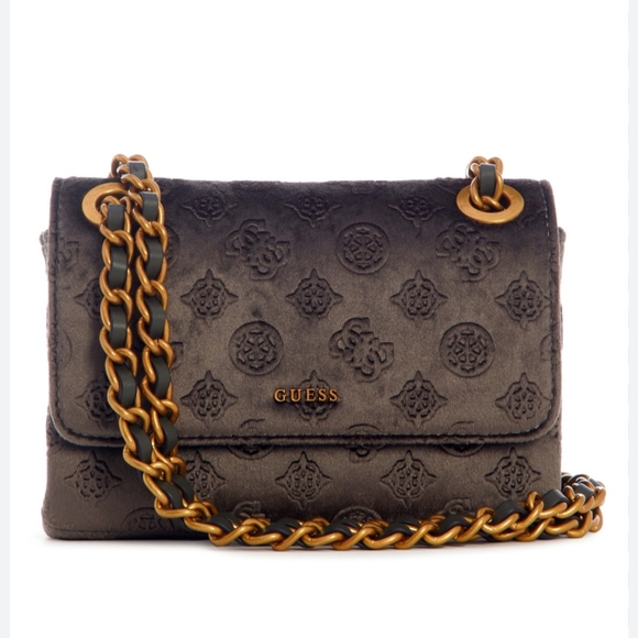 Guess | Bags | Guess Inia Brown Velvet Crossbody | Poshmark